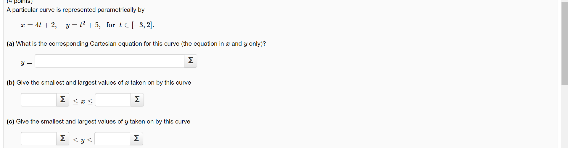 Solved (4 points) A particular curve is represented | Chegg.com