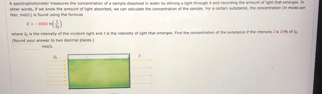 Solved A spectrophotometer measures the concentration of a | Chegg.com