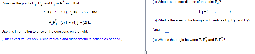 Solved Consider the points P1,P2, and P3 in R3 such that | Chegg.com
