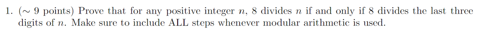 Solved 1. ( ∼9 points) Prove that for any positive integer | Chegg.com