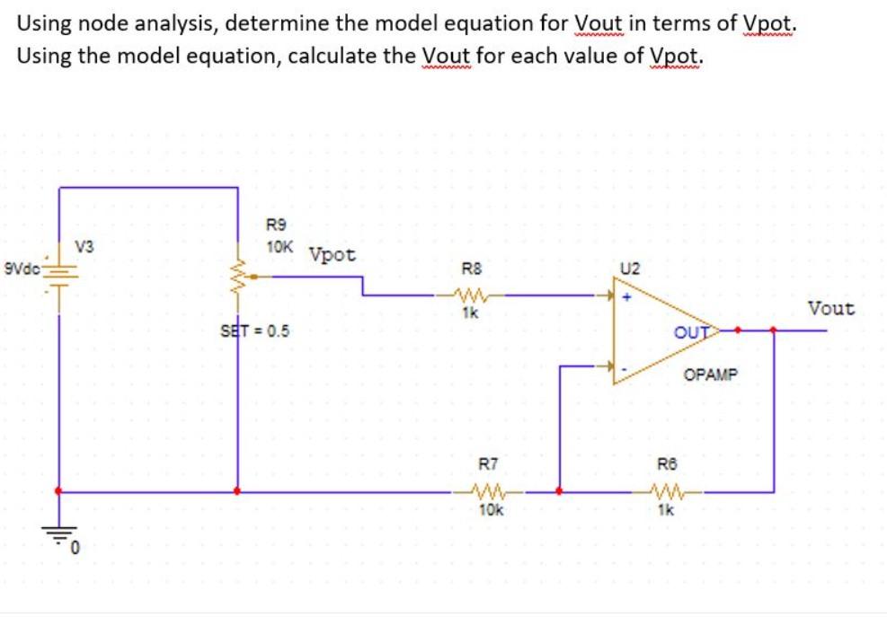 [Solved]: Using node analysis, determine the model equation