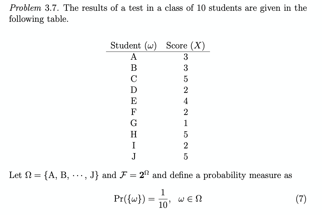 Solved Problem 3.7. The results of a test in a class of 10 | Chegg.com