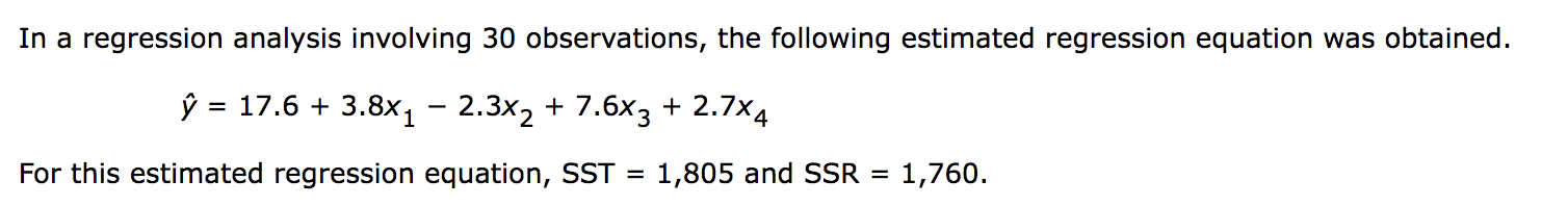 Solved In a regression analysis involving 30 observations, | Chegg.com