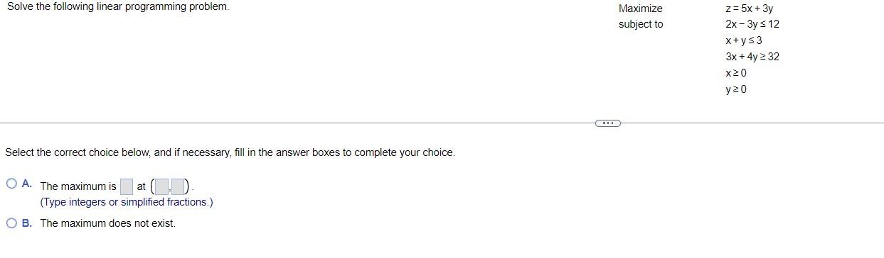 Solved Solve the following linear programming problem. | Chegg.com