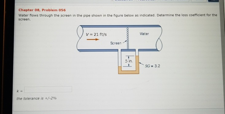Solved Chapter 08, Problem 056 Water flows through the | Chegg.com