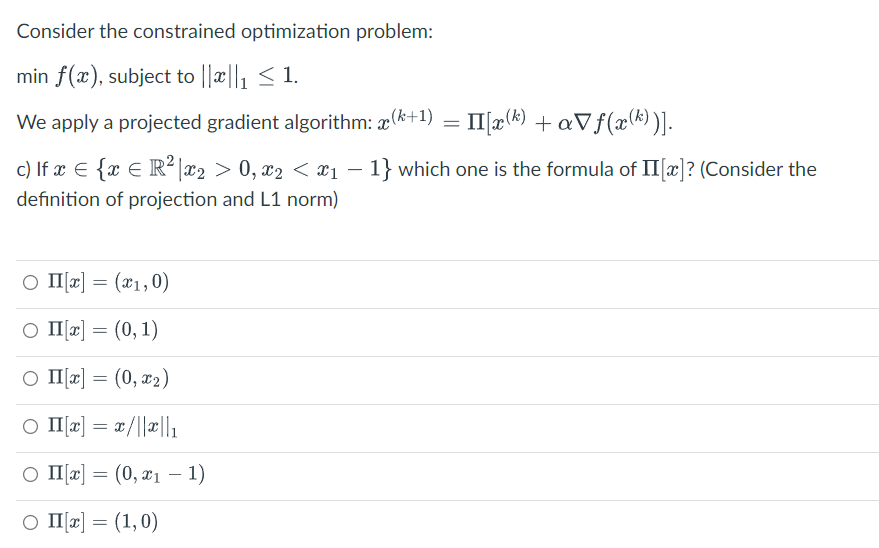 Solved Consider the constrained optimization problem: min | Chegg.com