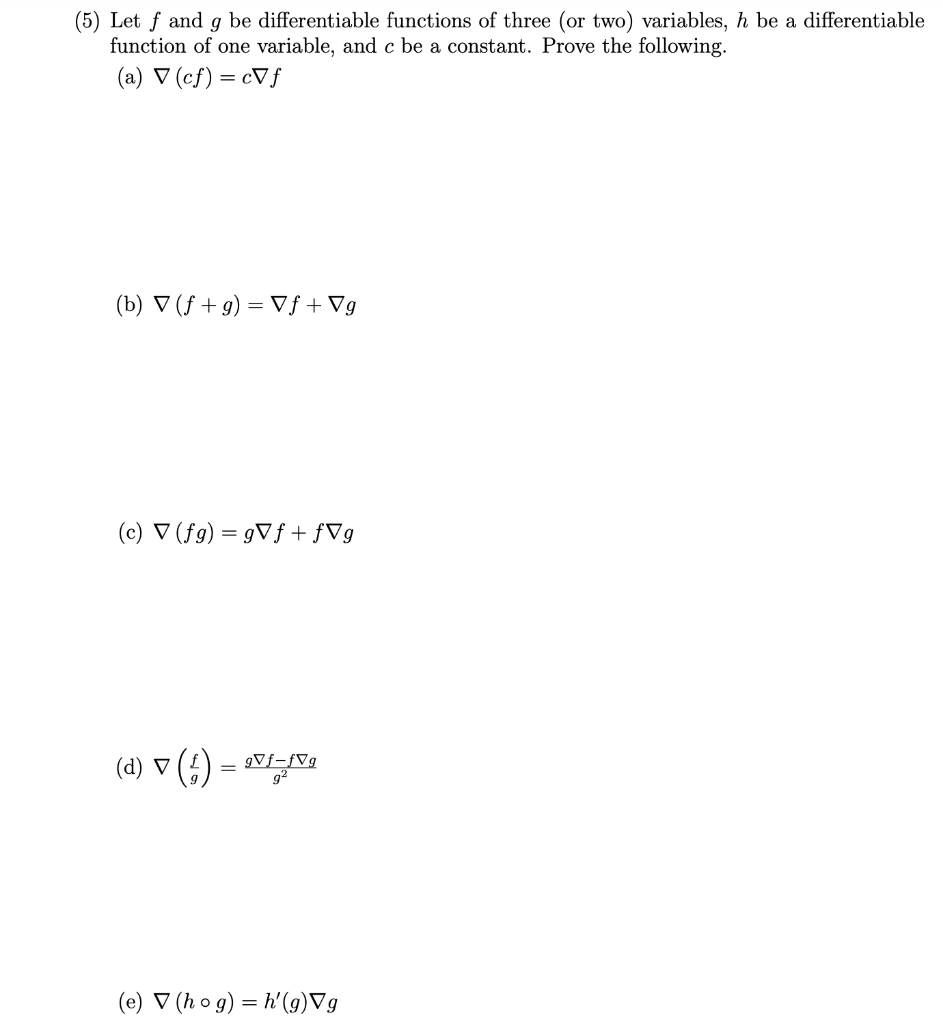 Solved (5) Let f and g be differentiable functions of three | Chegg.com