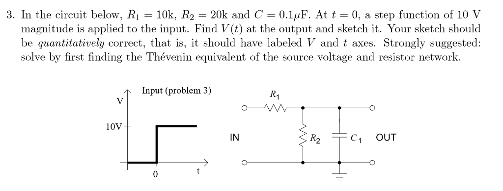 Solved 3. In the circuit below, R1 10k, R2 20k and C 0.1uF. | Chegg.com