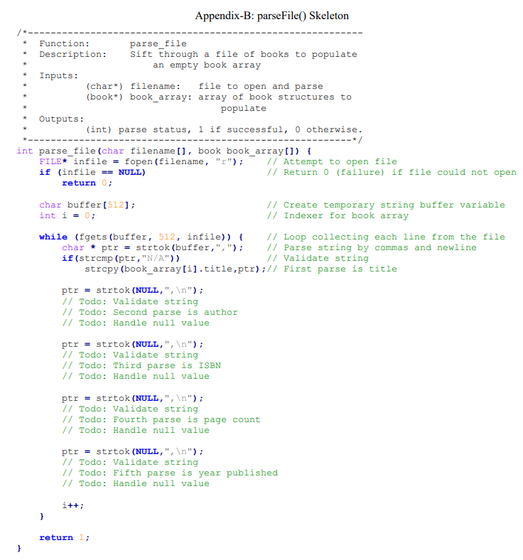 Part II – Book Database The ability to use structures | Chegg.com