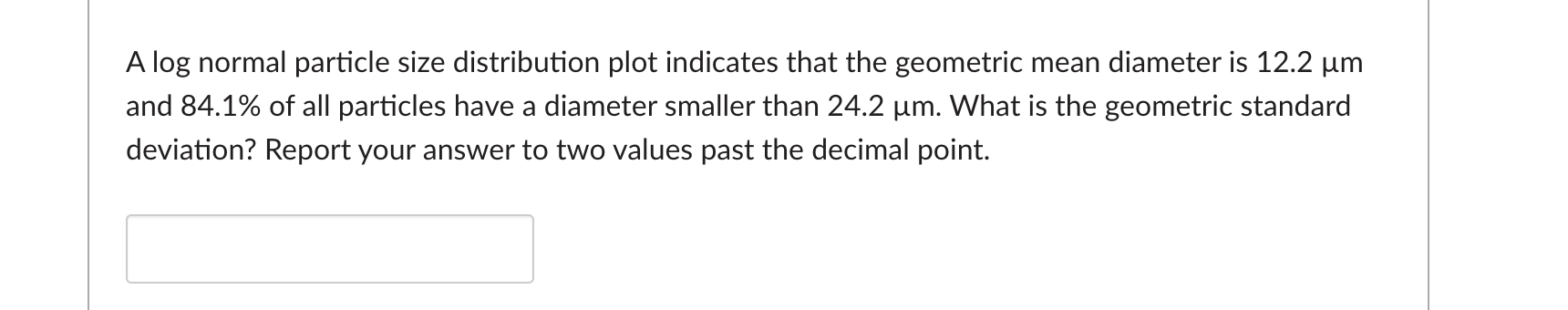 Solved A log normal particle size distribution plot | Chegg.com