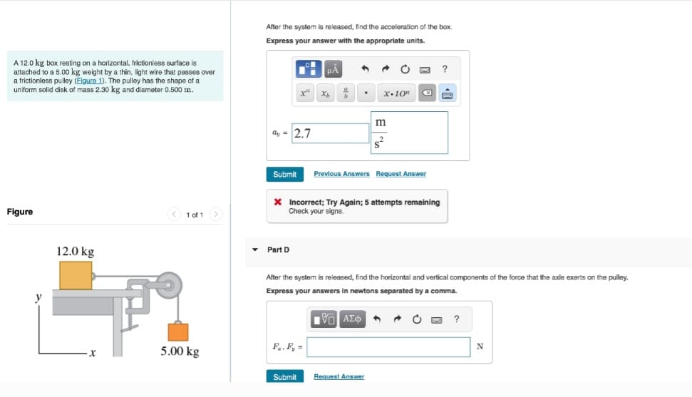 Solved A 12.0kg ﻿box resting on a horizontal, frictionless | Chegg.com