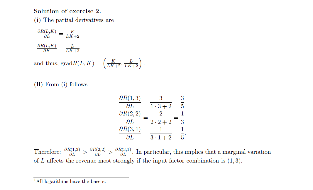 Solved 1. Methods of Optimization 7 Exercise 2. A firm uses | Chegg.com