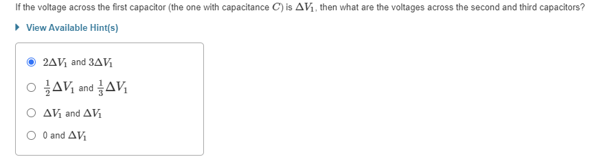 Solved If the voltage across the first capacitor (the one | Chegg.com