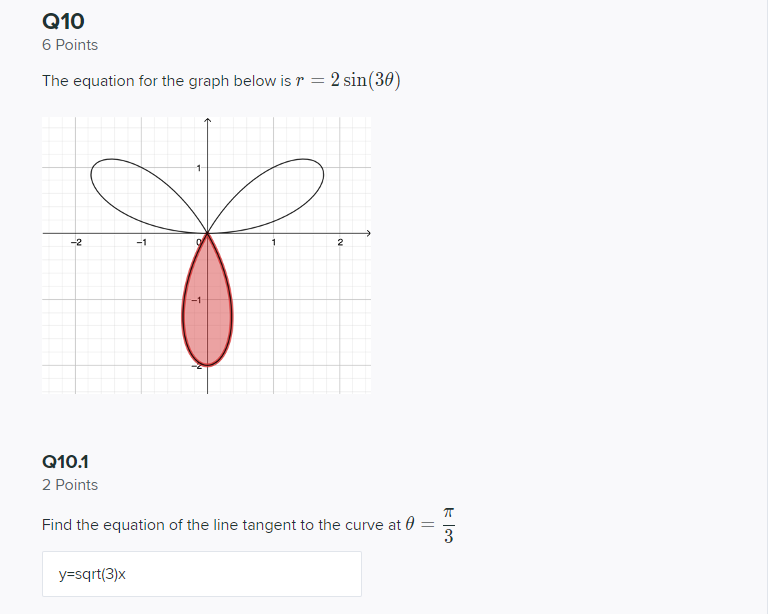 Solved Q10 6 Points The equation for the graph below is r = | Chegg.com