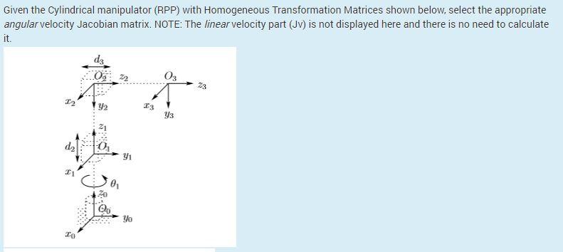 Solved Given the Cylindrical manipulator (RPP) with | Chegg.com