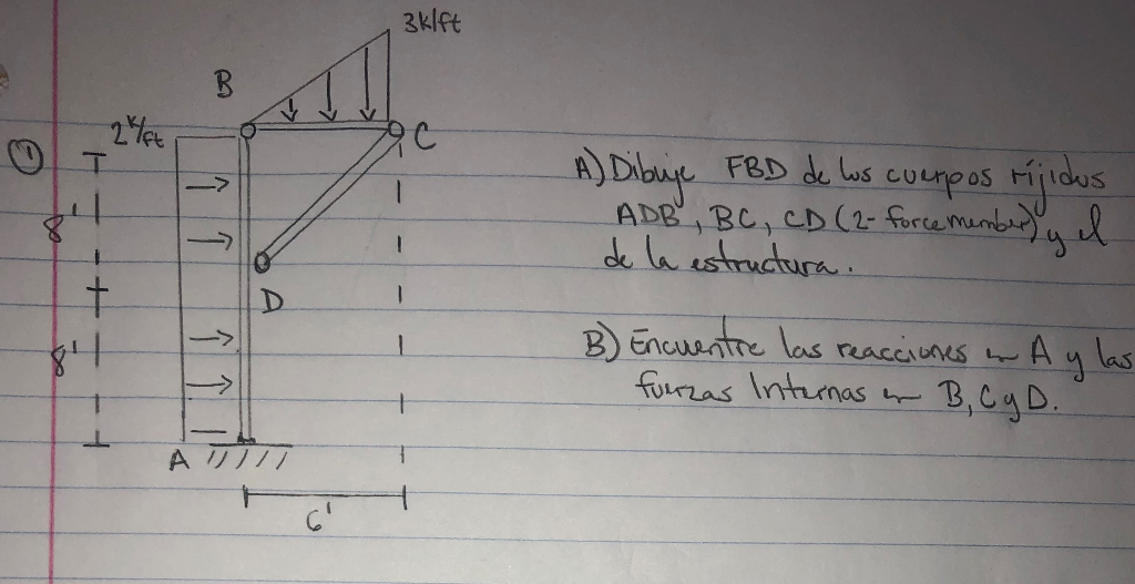 Solved 1. A) Draw FBD of the rigid bodies ADB, BC,CD (2- | Chegg.com
