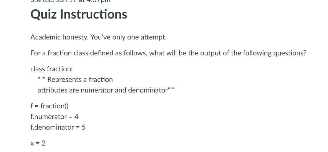 Solved print(isinstance(f, fraction)) Group of answer | Chegg.com