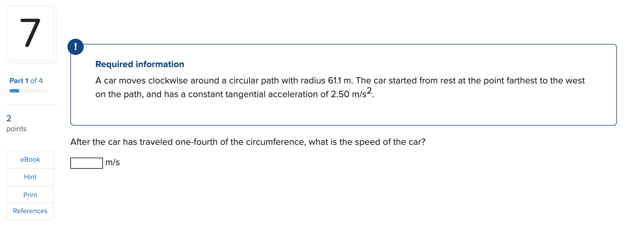 Solved Required informationA car moves clockwise around a | Chegg.com
