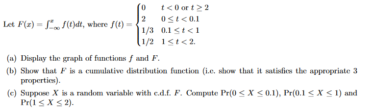 Solved Let F(0) = f(t)dt, where f(t) = t 2 2 0 | Chegg.com