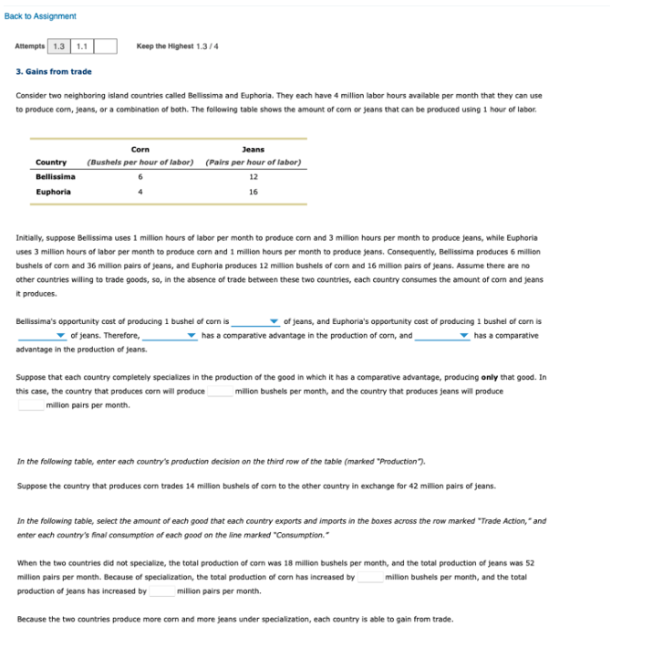 Solved Back to Assignment Attempts 1.3 1.1 Keep the Highest | Chegg.com