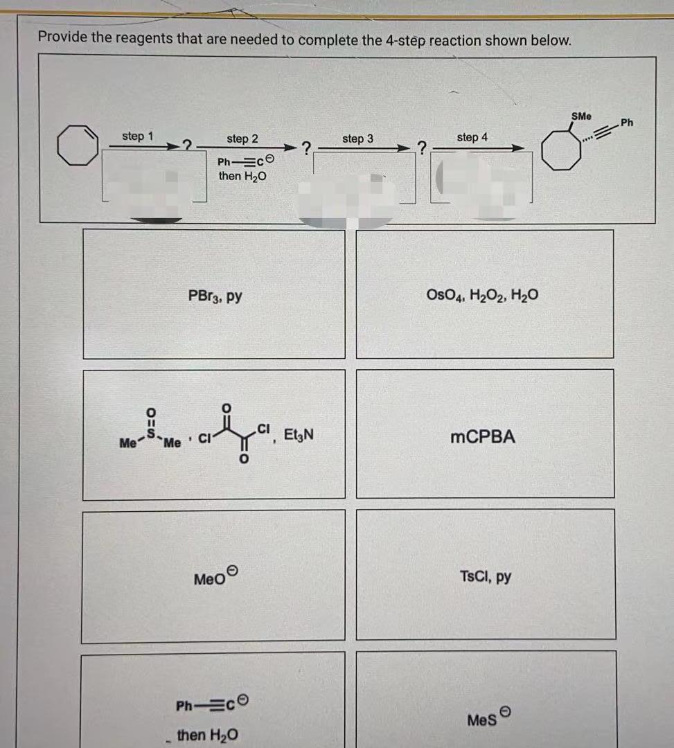 Solved Provide the reagents that are needed to complete the | Chegg.com