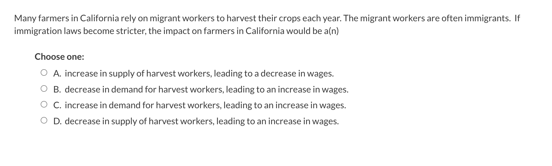 Solved Many farmers in California rely on migrant workers to | Chegg.com
