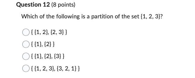 Solved Which of the following is a partition of the set | Chegg.com
