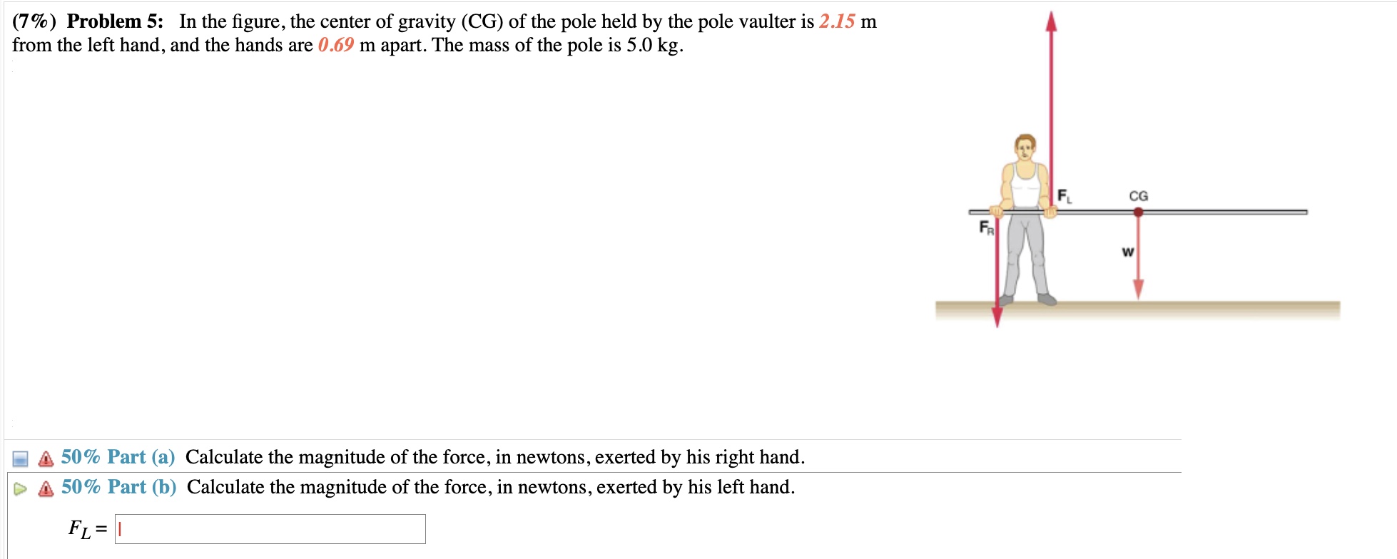 Solved (7\%) Problem 5: In the figure, the center of gravity | Chegg.com