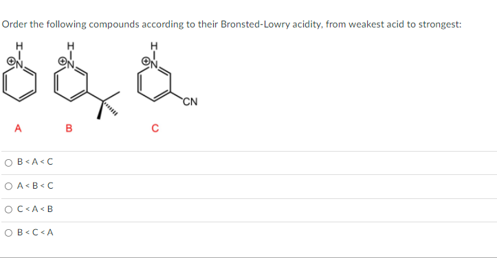 Solved Order the following compounds according to their | Chegg.com