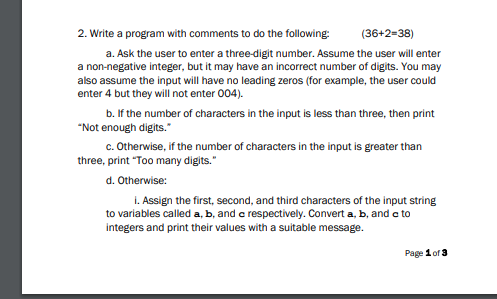 Solved 2. Write a program with comments to do the following: | Chegg.com