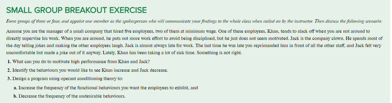 Solved SMALL GROUP BREAKOUT EXERCISE uncomfortable but made | Chegg.com