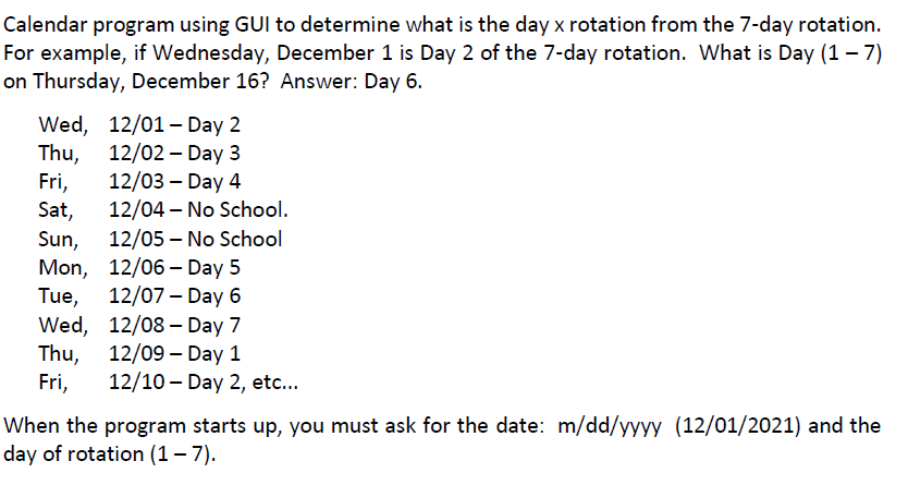 Solved Calendar program using GUI to determine what is the | Chegg.com