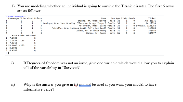 1) You are modeling whether an individual is going to | Chegg.com