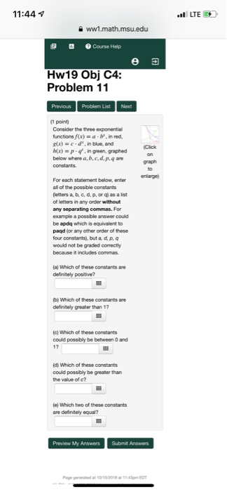 Solved 11:42 LTE し Course Help Hw19 Obj C4: Problem 2 | Chegg.com