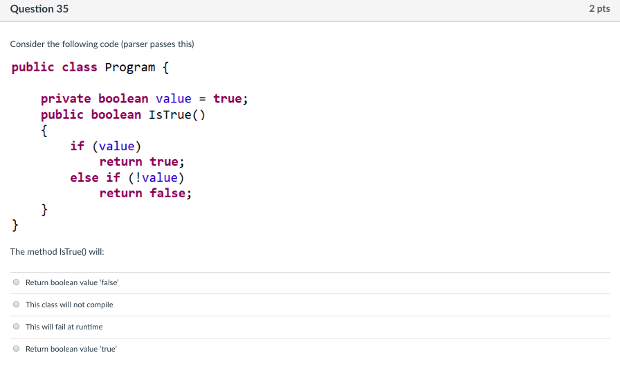 Solved Question 35 2 pts Consider the following code (parser | Chegg.com
