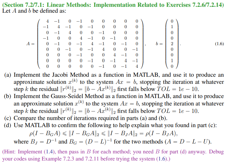 Solved (Section 7.2/7.1: Linear Methods: Implementation | Chegg.com