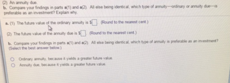 Solved Future value of an annuity Using the values below, | Chegg.com