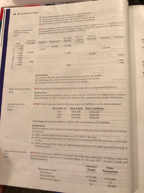 Solved (d) A decrease in assets and a decrease in owners | Chegg.com