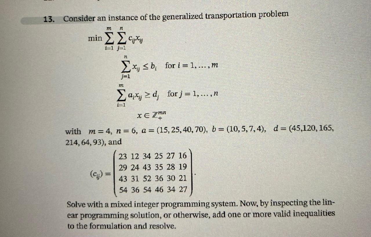 Solved 13. Consider an instance of the generalized | Chegg.com