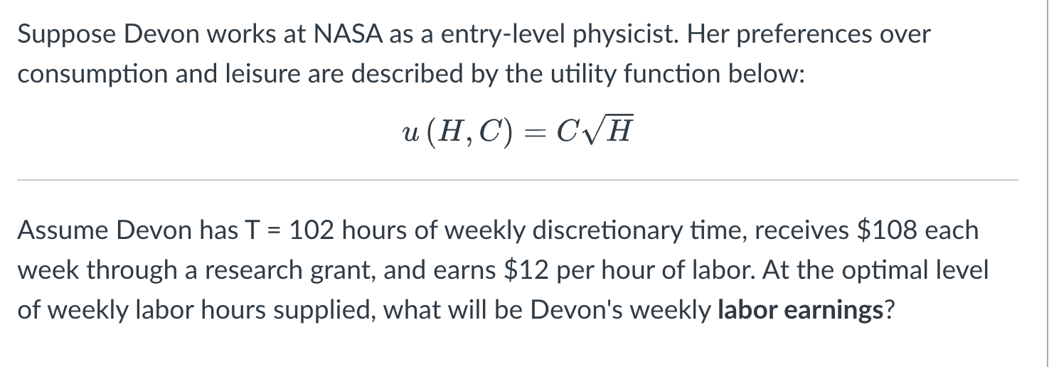 Solved Suppose Devon works at NASA as a entry-level | Chegg.com