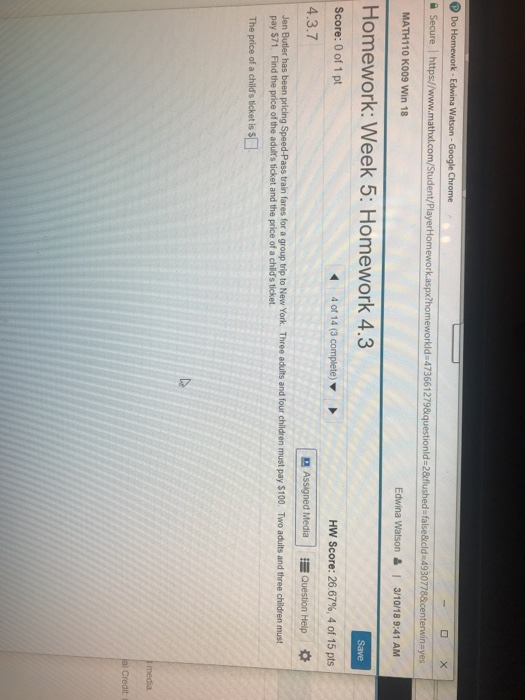 Solved Do Homework - Edwina Watson -Google Chrome a Secure | Chegg.com