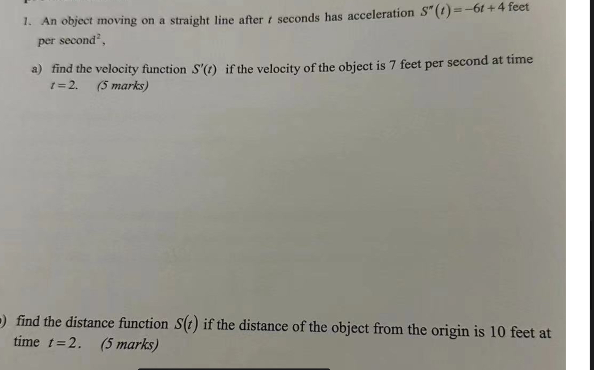 Solved An ﻿object moving on ﻿a straight line after t | Chegg.com