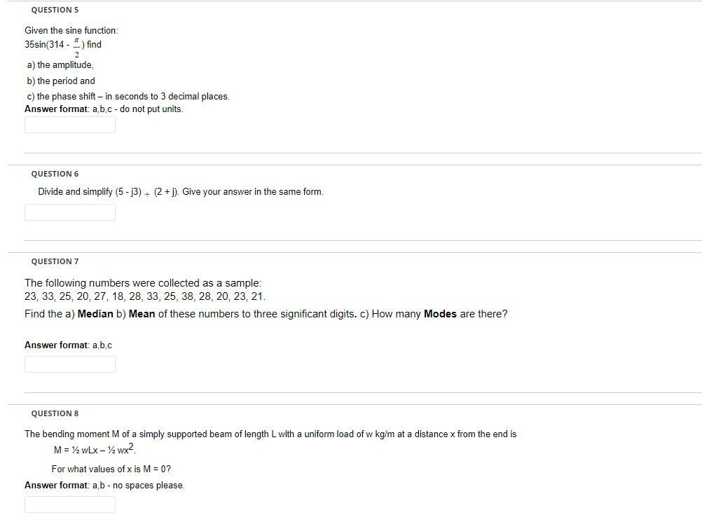 Solved QUESTION 5 Given the sine function: 35sin(314 - " ) | Chegg.com