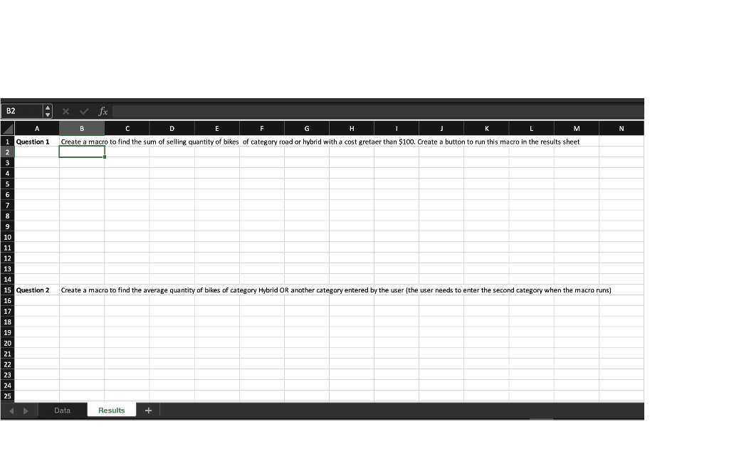 Solved Bus308: Excel Macro Assignment 1. Create a macro | Chegg.com
