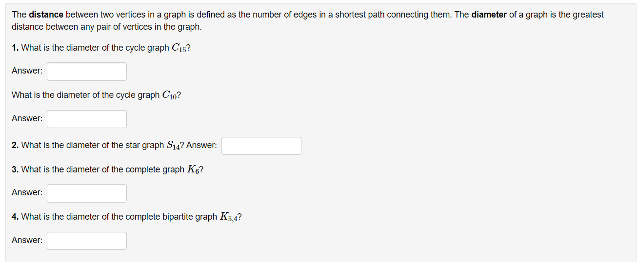 Solved The distance between two vertices in a graph is | Chegg.com