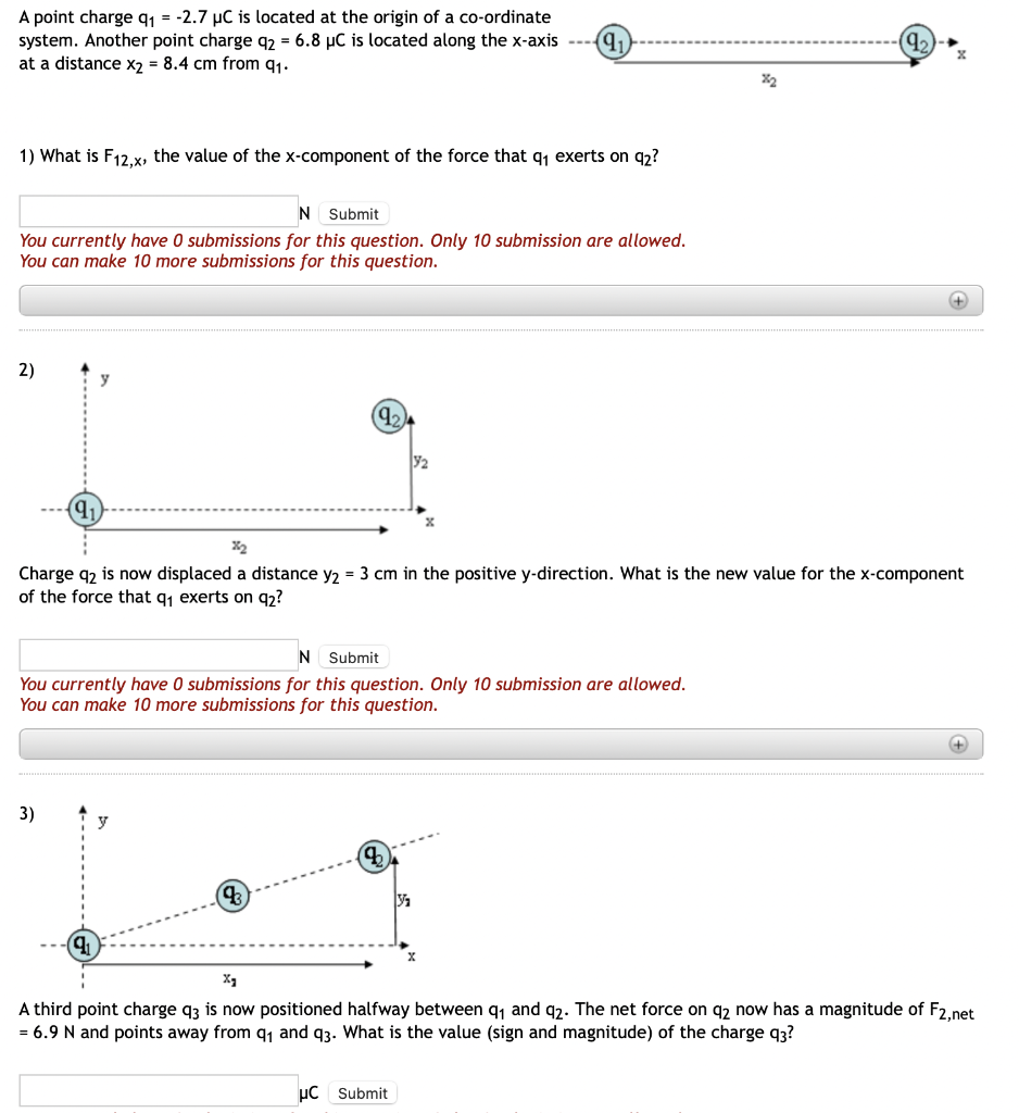 Solved A point charge q1=−2.7μC is located at the origin of | Chegg.com