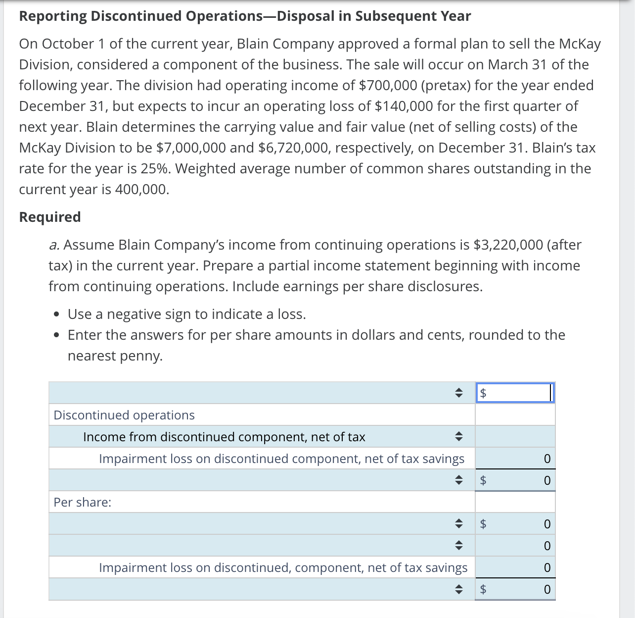 Solved Reporting Discontinued Operations-Disposal in | Chegg.com