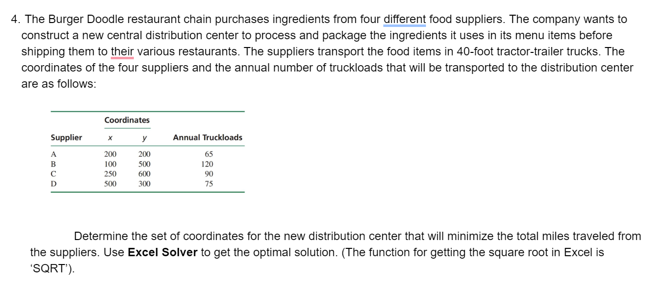 Solved 4. ﻿The Burger Doodle restaurant chain purchases | Chegg.com
