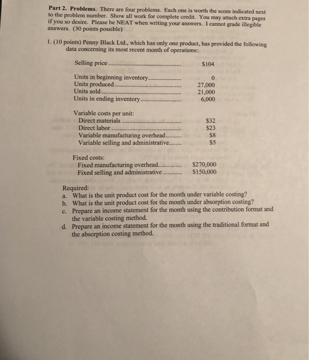 Solved Part 2. Problems. There are four problems. Each one | Chegg.com