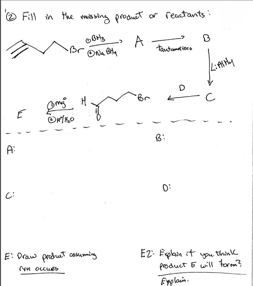 Solved 2 Fill in the missing product or reactants: OBH3 А B | Chegg.com
